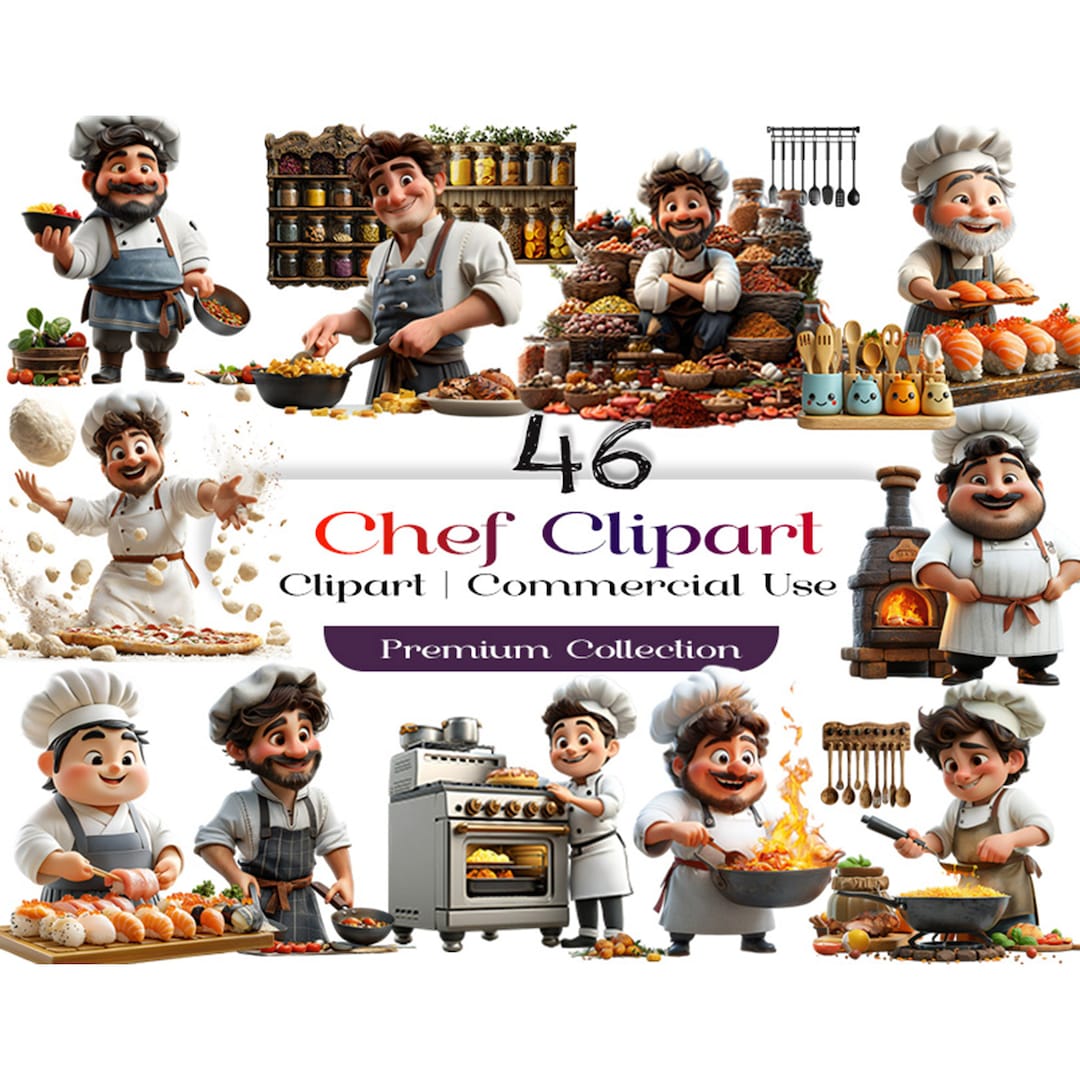 Animated Cooks Clipart PNG, Chef Clipart Bundle, Cooking Png, Cooking ...