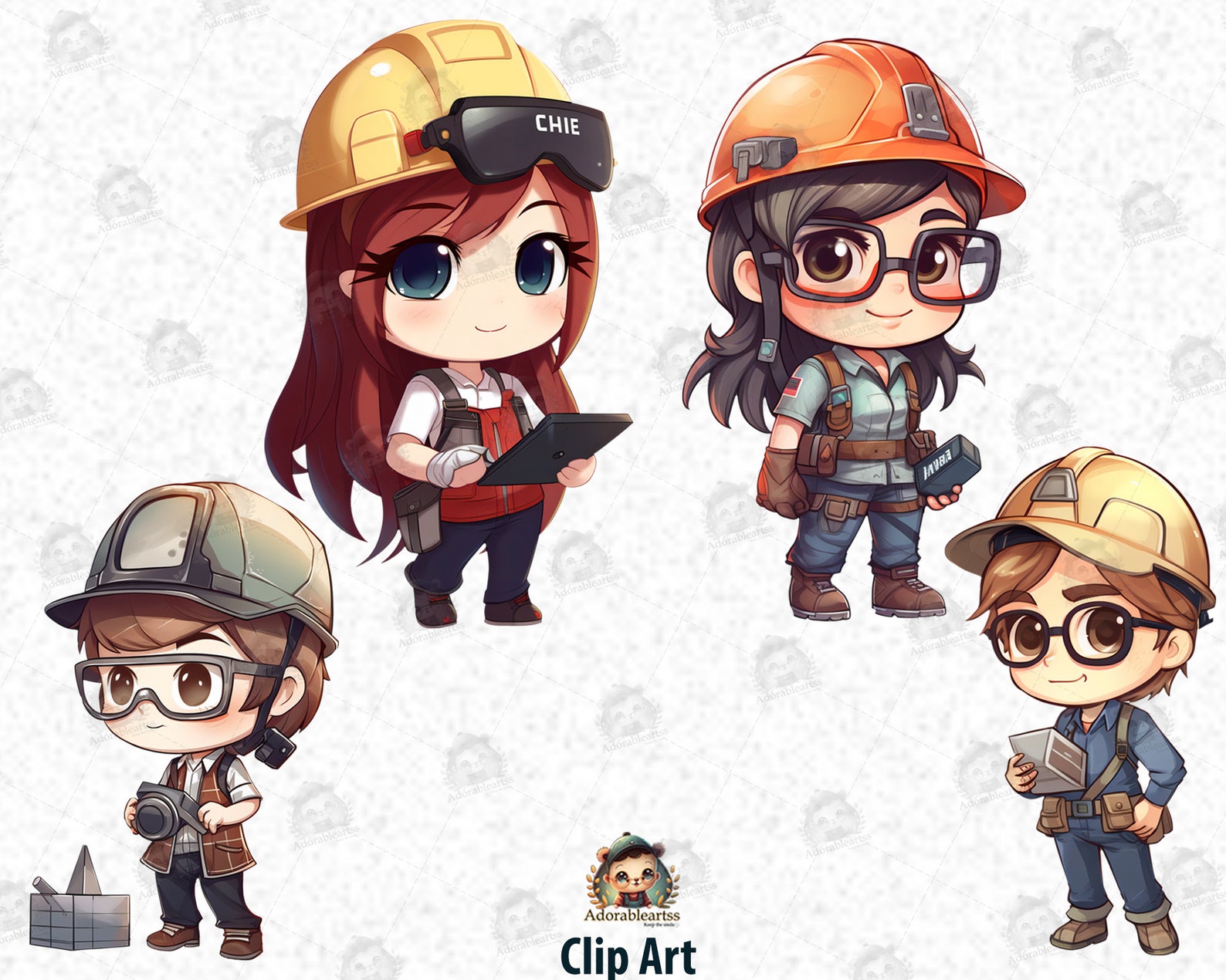 Cute Civil Engineer Chibi Clipart PNG for Crafting and Design Project ...