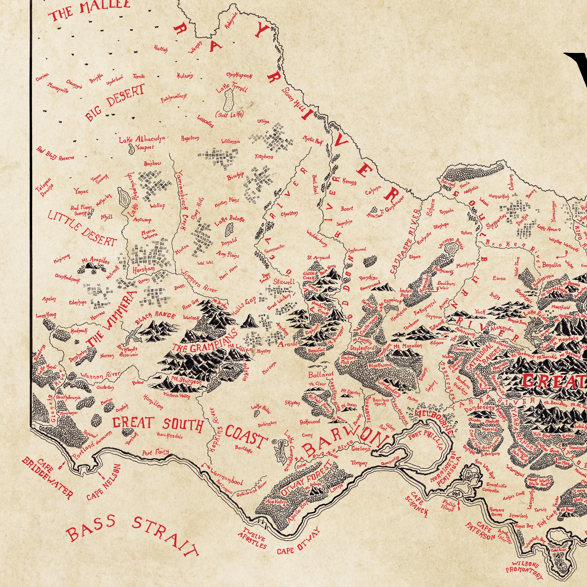 Hand-drawn Victoria Map / Tolkien Inspired / Fantasy Style - Etsy
