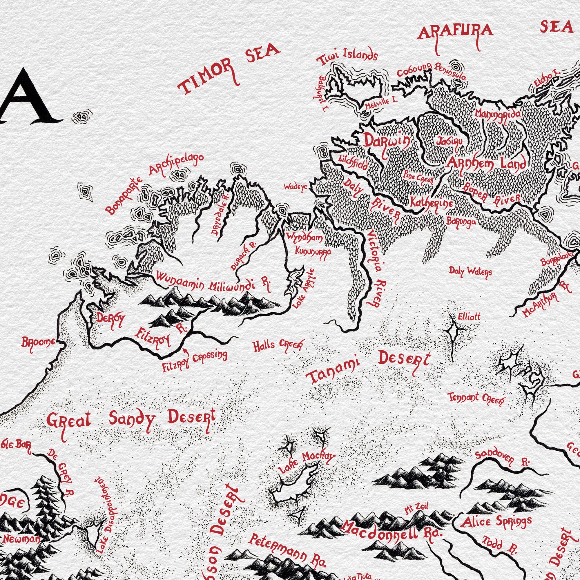 Hand-drawn Australia Map / Tolkien Inspired / Fantasy Style - Etsy