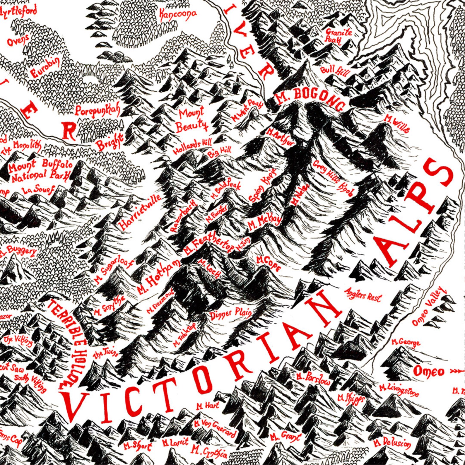 Victoria High Country Map Hand-drawn Australia for Home | Etsy