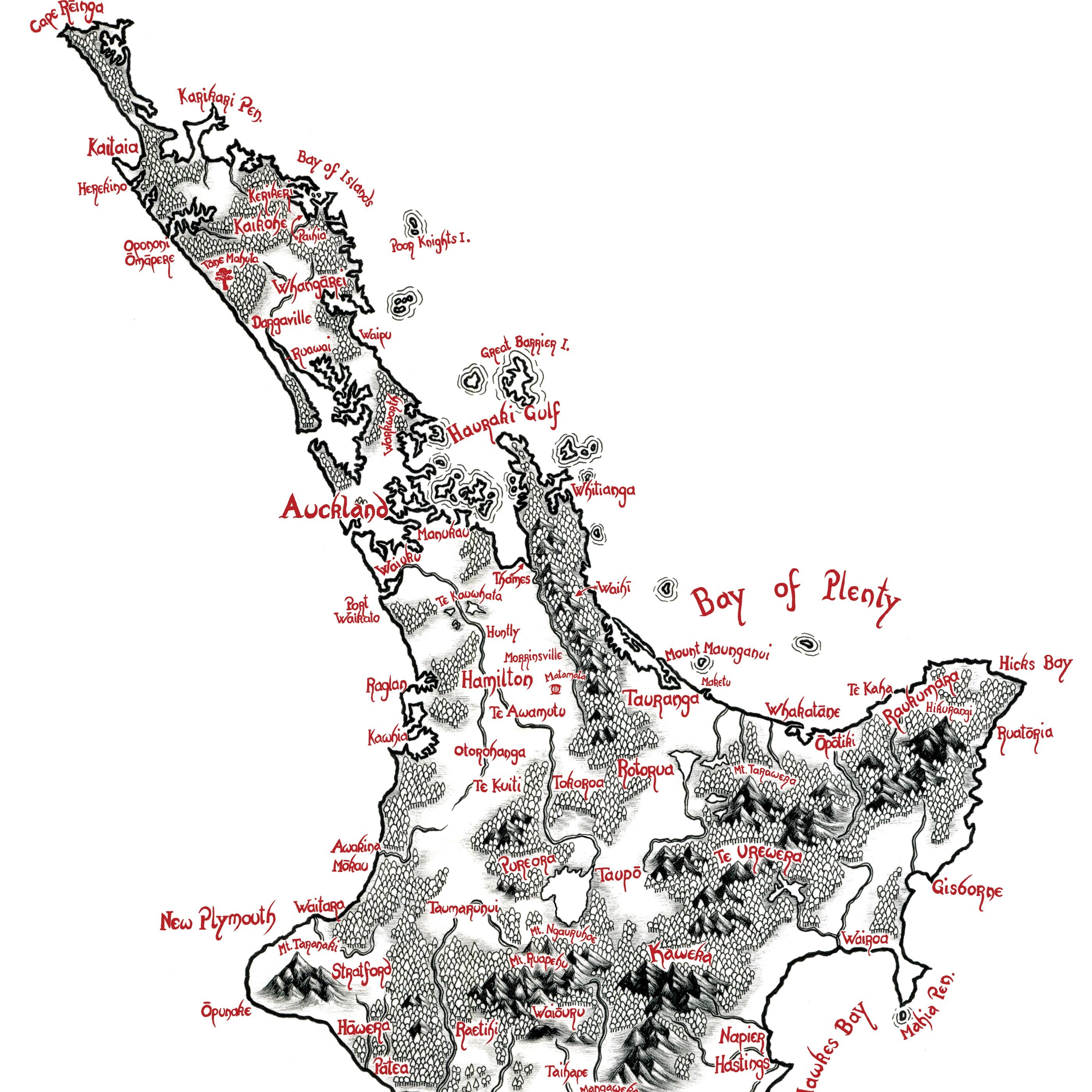 Hand-drawn New Zealand Map / Tolkien Inspired / Fantasy Style - Etsy