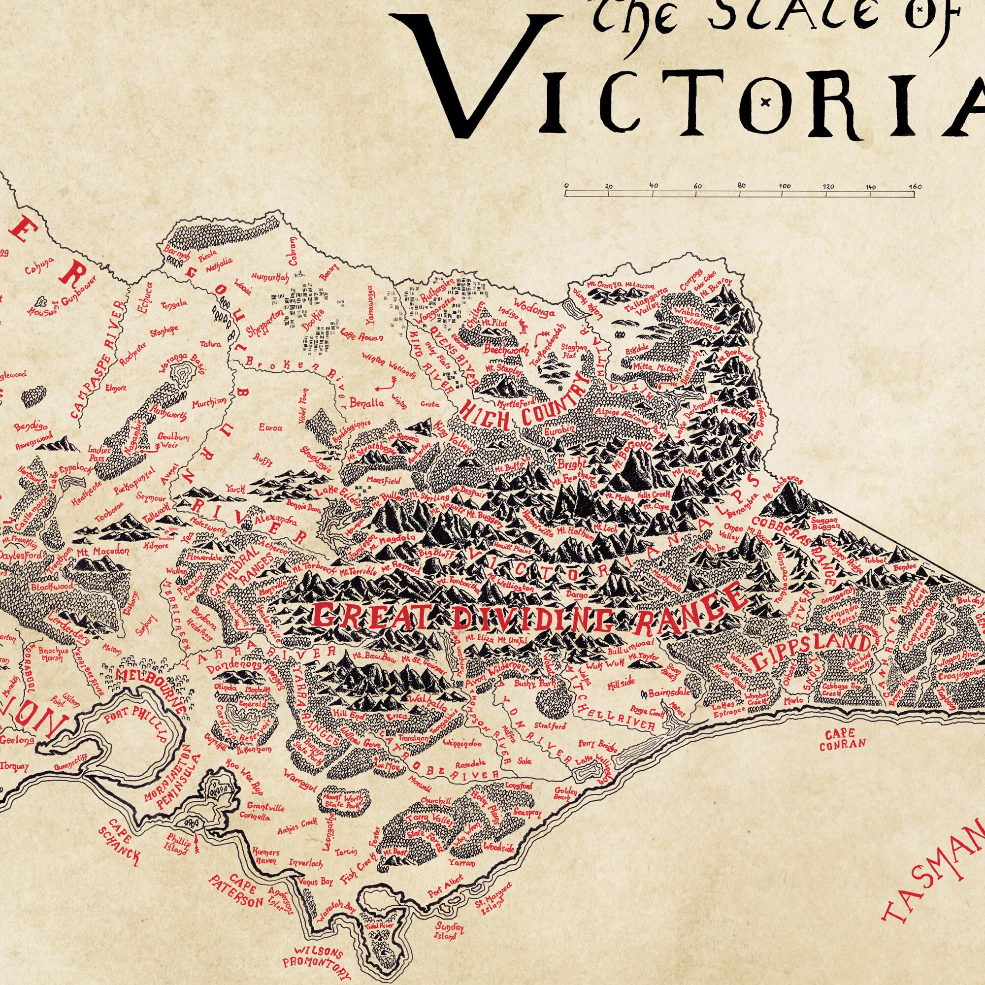 Hand-drawn Victoria Map / Tolkien Inspired / Fantasy Style - Etsy Australia