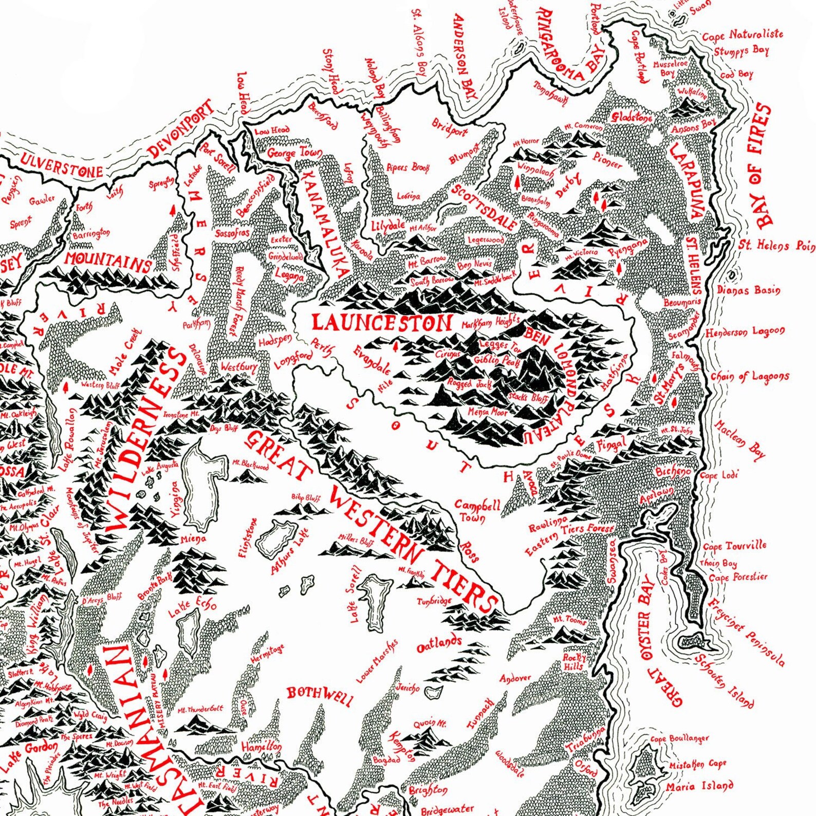 Hand-drawn Tasmania Map / Tolkien Inspired / Fantasy Style - Etsy Canada