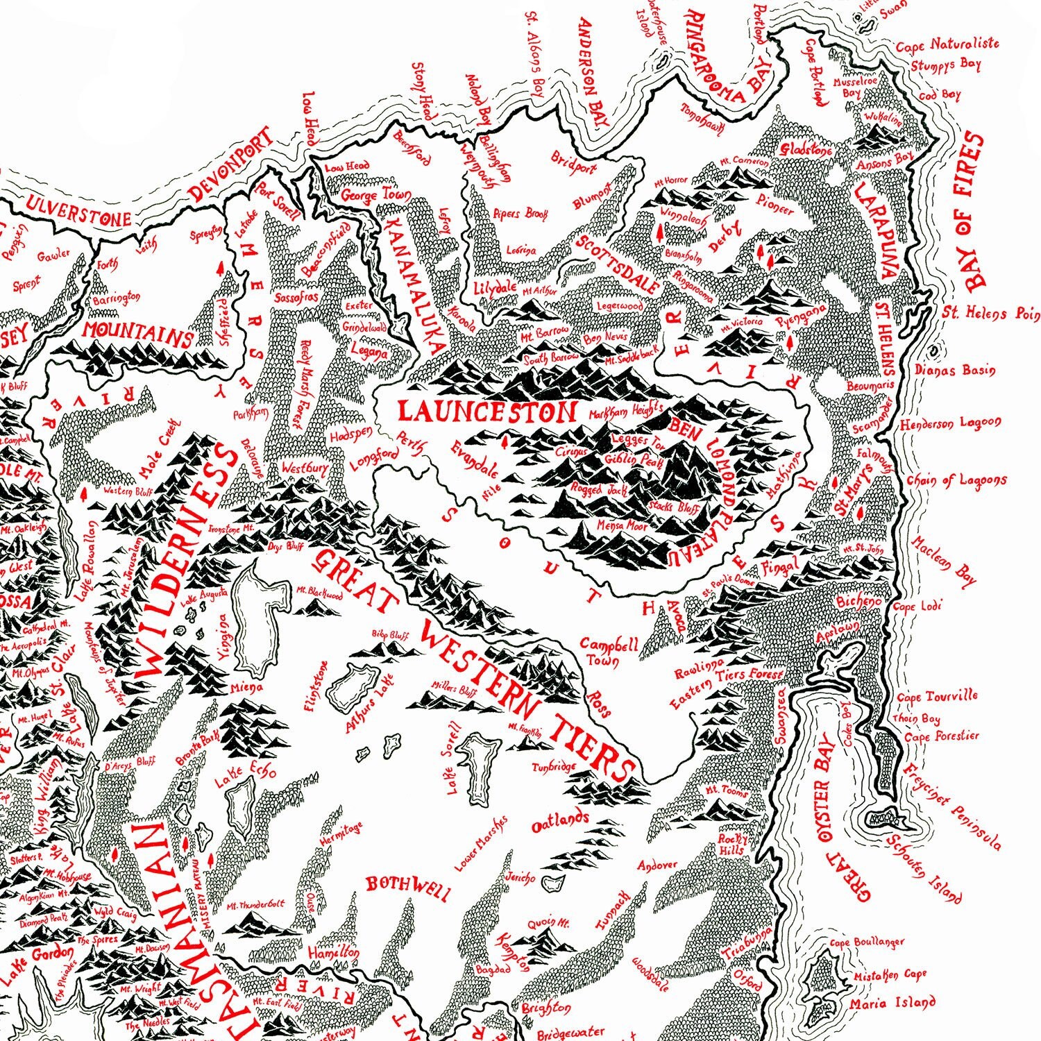 Hand-drawn Tasmania Map / Tolkien Inspired / Fantasy Style - Etsy Canada