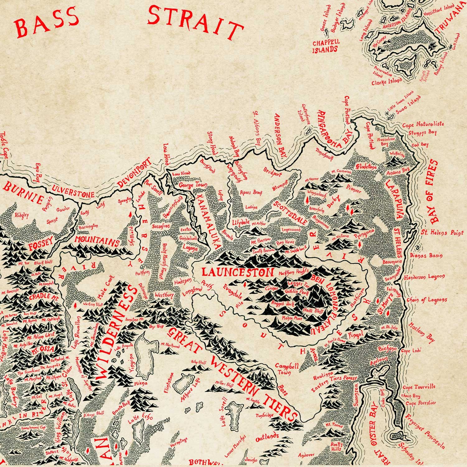 Hand-drawn Tasmania Map / Tolkien Inspired / Fantasy Style - Etsy Canada