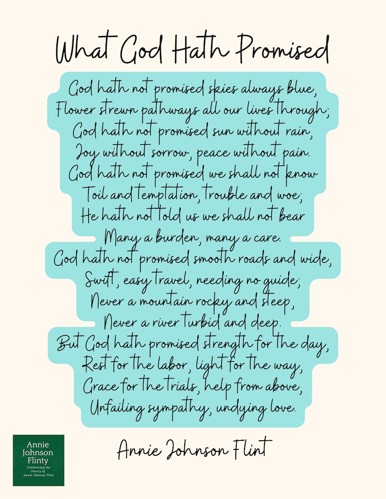 Printable Poem - ANNIE JOHNSON FLINT - What God Hath Promised - Cream ...