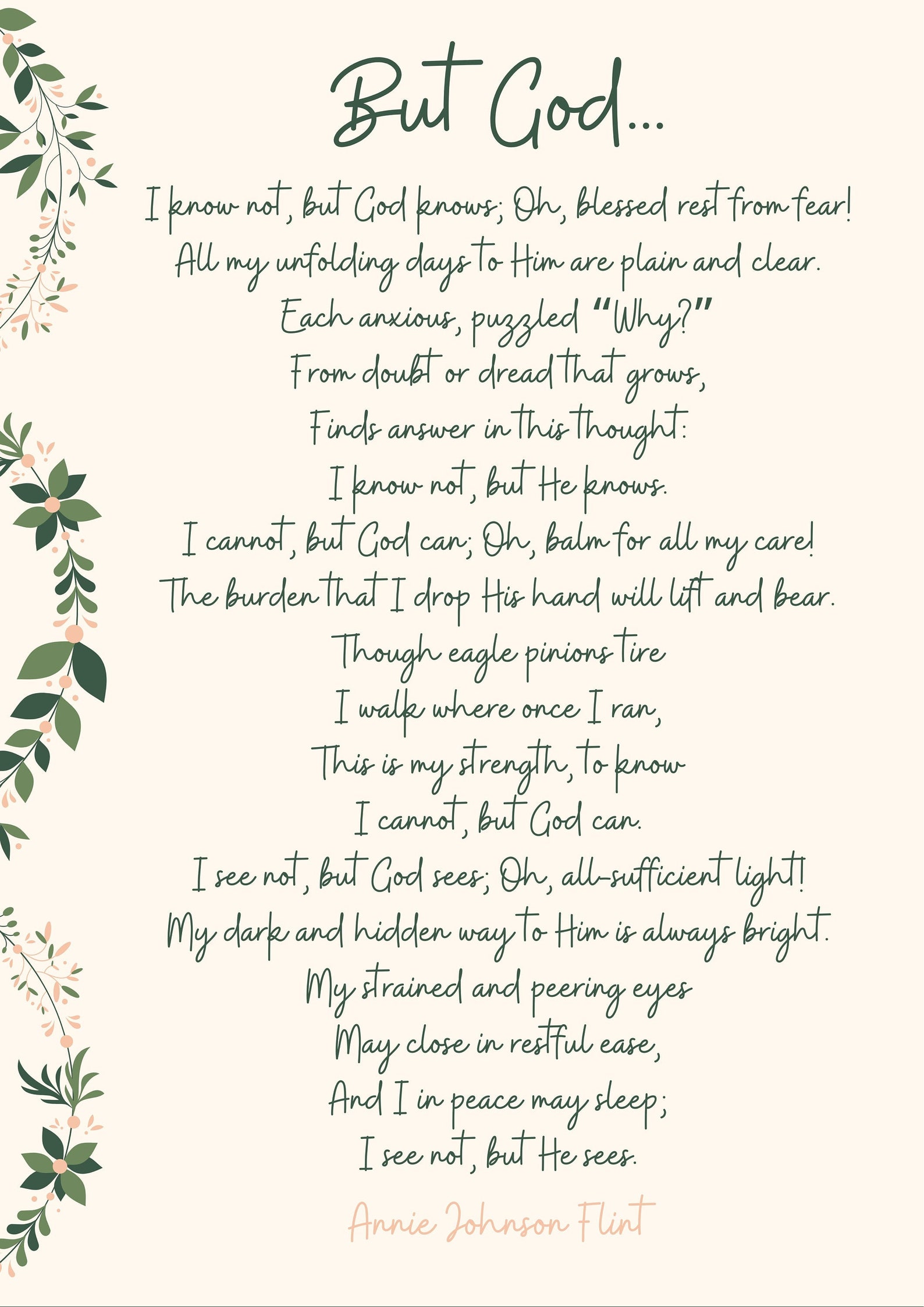 Printable Poem ANNIE JOHNSON FLINT but God Cream | Etsy