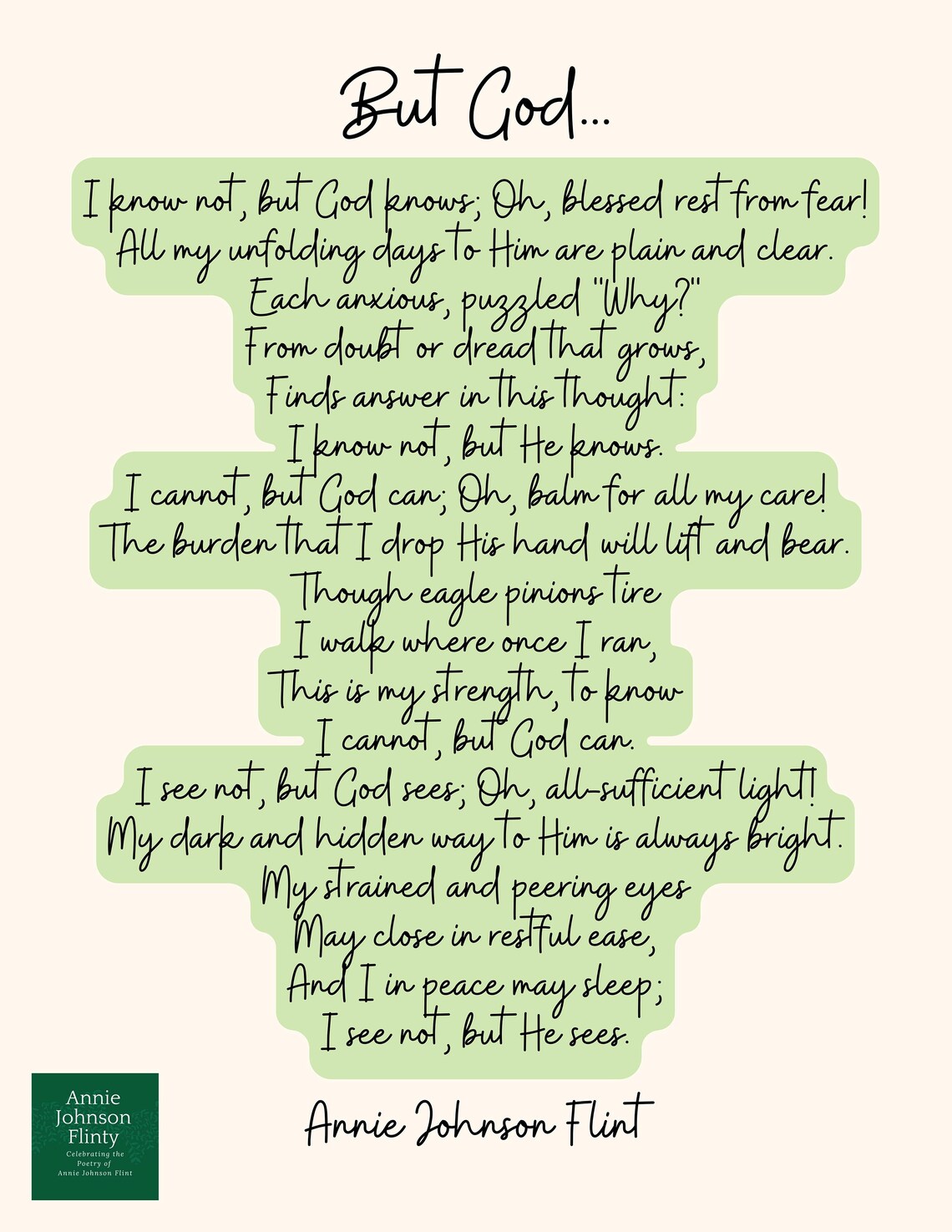 Printable Poem - ANNIE JOHNSON FLINT - but God - Cream - Poetry Print ...