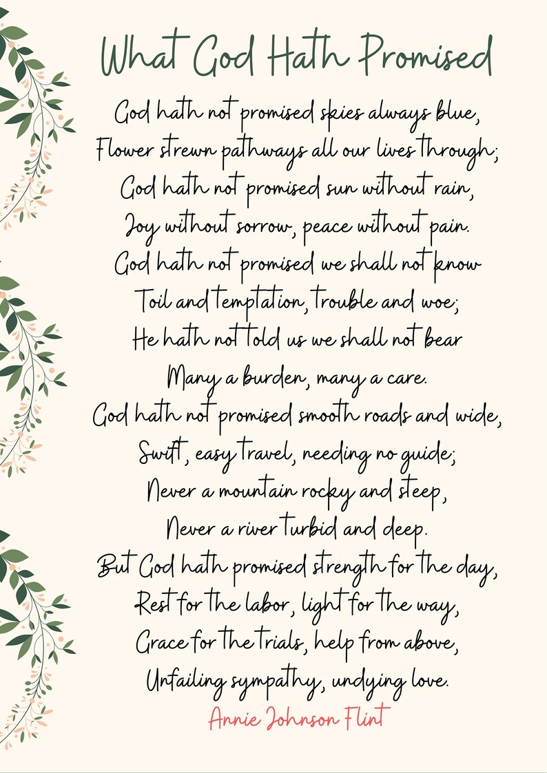 Printable Poem ANNIE JOHNSON FLINT What God Hath Promised - Etsy