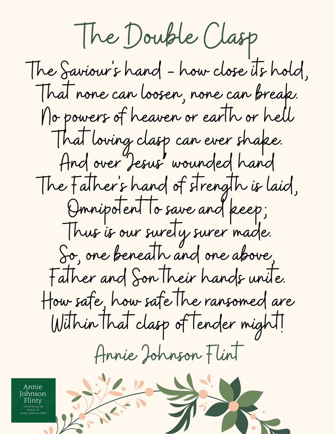 Printable Poem - ANNIE JOHNSON FLINT - the Double Clasp - Cream ...