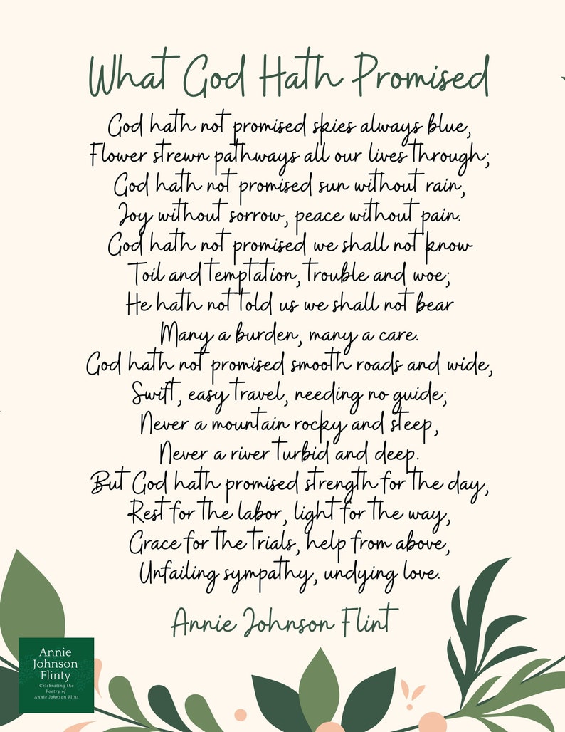 Printable Poem - ANNIE JOHNSON FLINT - What God Hath Promised - Cream ...