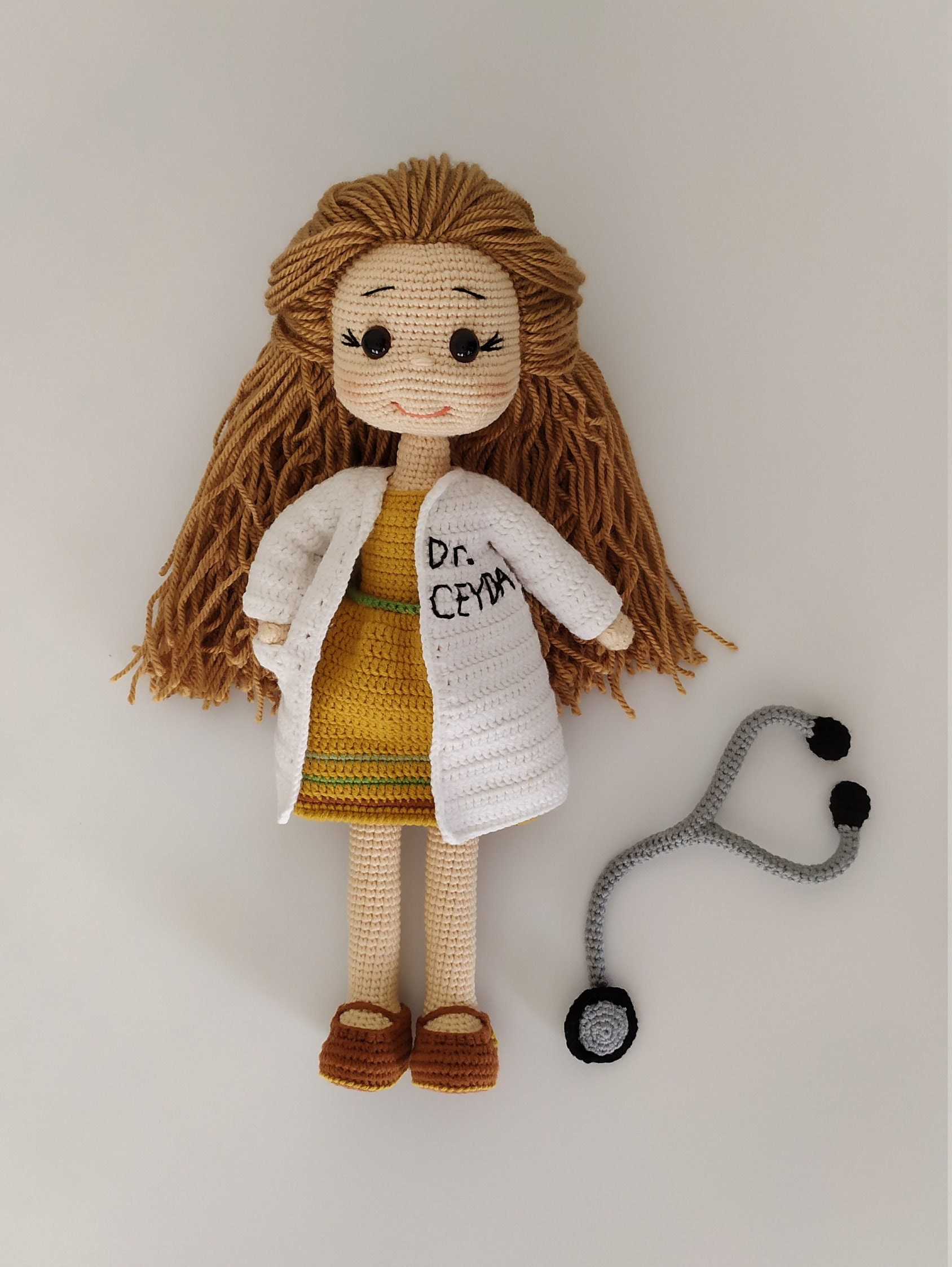 Crochet Doctor Doll Toy, Handmade Stuffed Doll, Amigurumi Toys ...