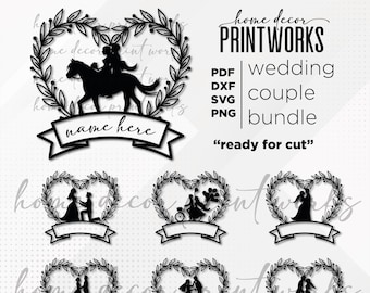 Wedding Heart, Bride and Groom SVG Files for Silhouette Cameo and ...