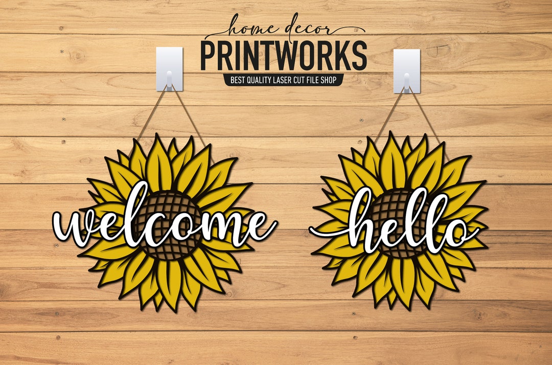 Sunflower Welcome Sign Sunflower Door Hanger Svg Sunflower - Etsy
