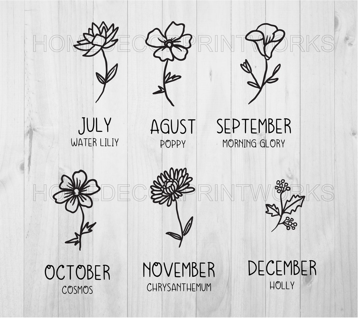 Birth Month Flowers Svg Wildflower Birthday Flower Bundle - Etsy
