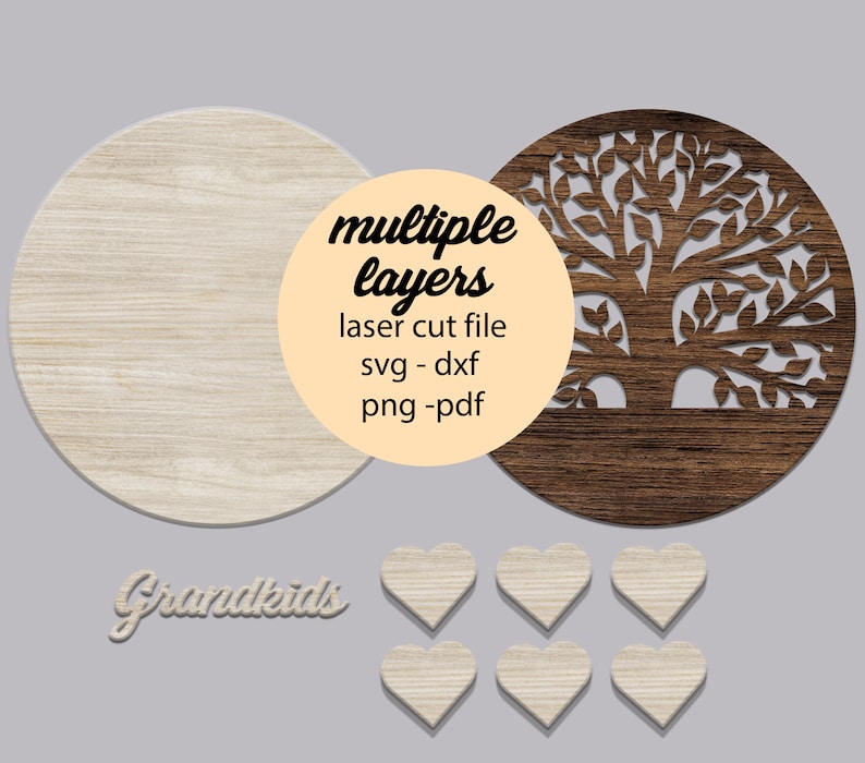 SVG Laser Cut File Grandkids Family Tree - Tree of Life Svg, Family ...