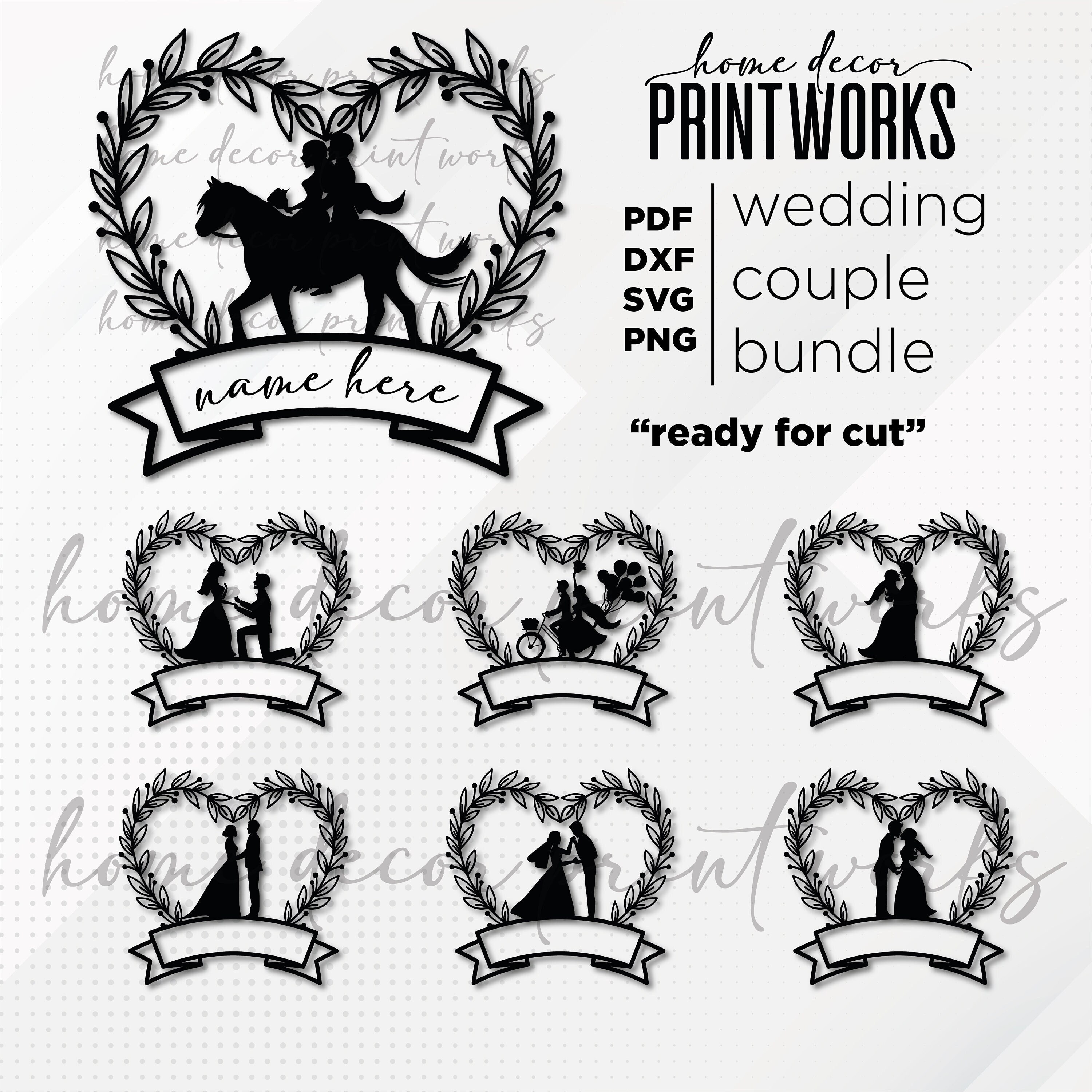 Wedding Heart Bride and Groom SVG Files for Silhouette Cameo - Etsy