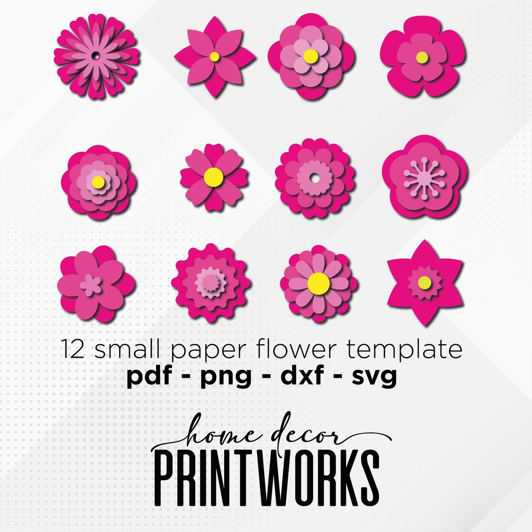 Small Paper Flower Templates SVG, Paper Flowers SVG, DIY Paper Flowers ...
