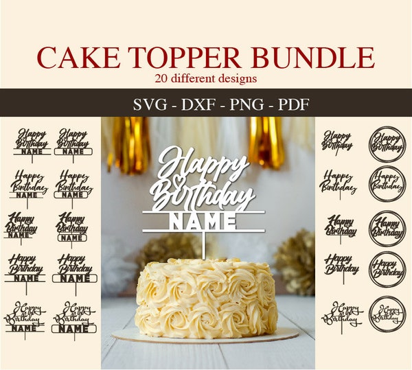 Laser Cut DXF Files Cnc Router Cake Topper Happy Birthday 4mm - Etsy Canada