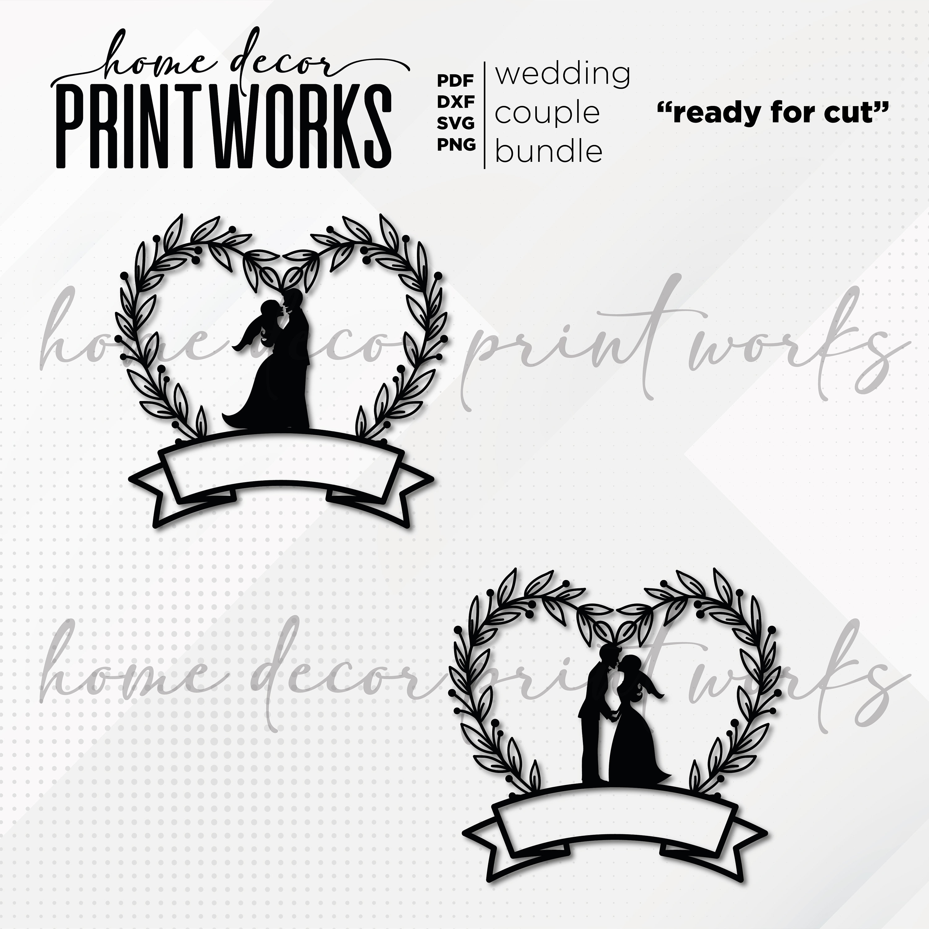 Wedding Heart Bride and Groom SVG Files for Silhouette Cameo - Etsy