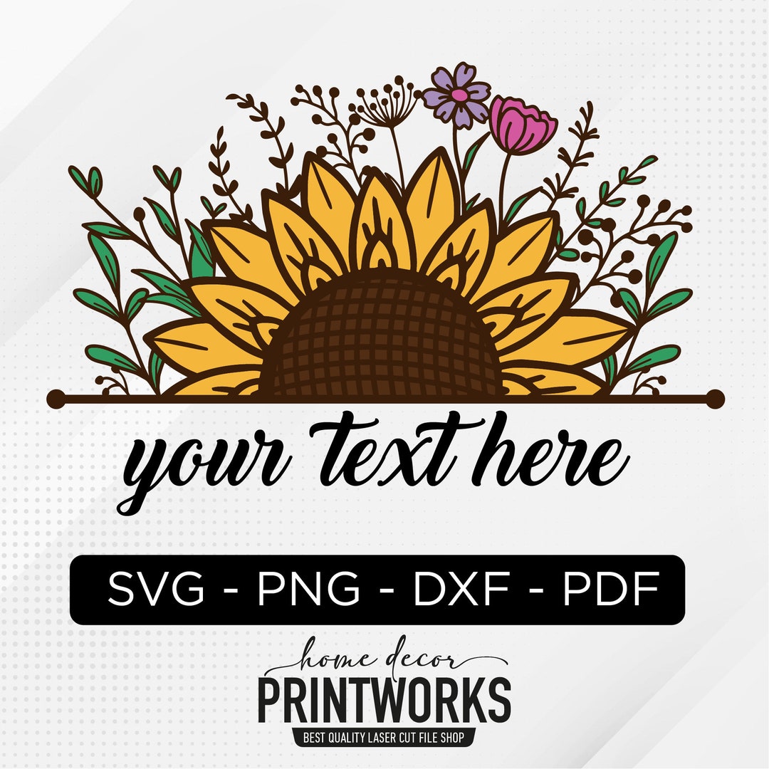Half Sunflower SVG, Sunflower Border SVG, Split Sunflower Svg ...