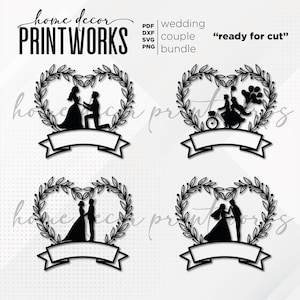 Wedding Heart, Bride and Groom SVG Files for Silhouette Cameo and ...
