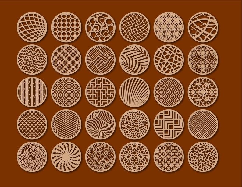 30 Wood Circle Coaster , Circle Pendant, Circle Earring, Laser Cut Svg ...