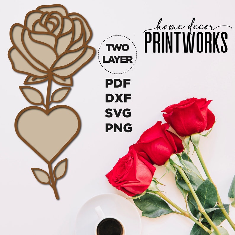 2 Layer Rose Laser Cut SVG DXF Digital Download Cricut - Etsy