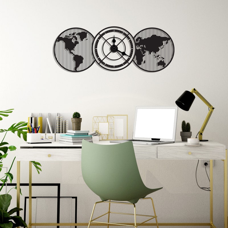 World Map Wall Clock - Etsy