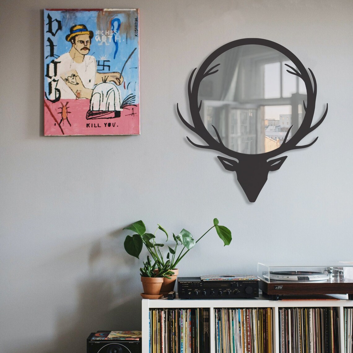 Deer Mirror Frame Laser Cut Svg File - Wooden Wall Decor - Metal Wall ...