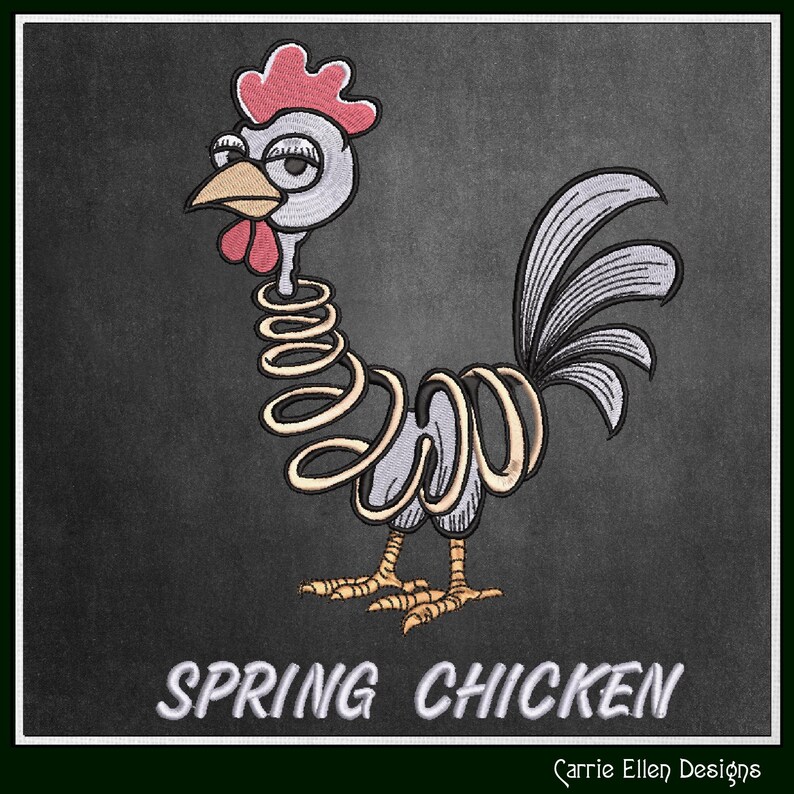 Spring Chicken Idiom Machine Embroidery Design – Adult Aging Humor ...