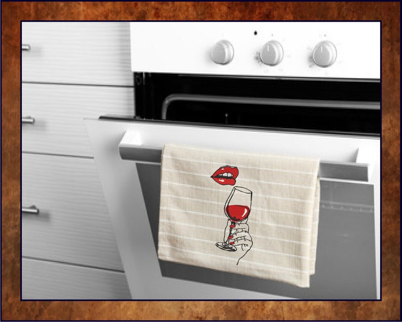 Lady Drinking Wine Machine Embroidery Design Wine Glass - Etsy