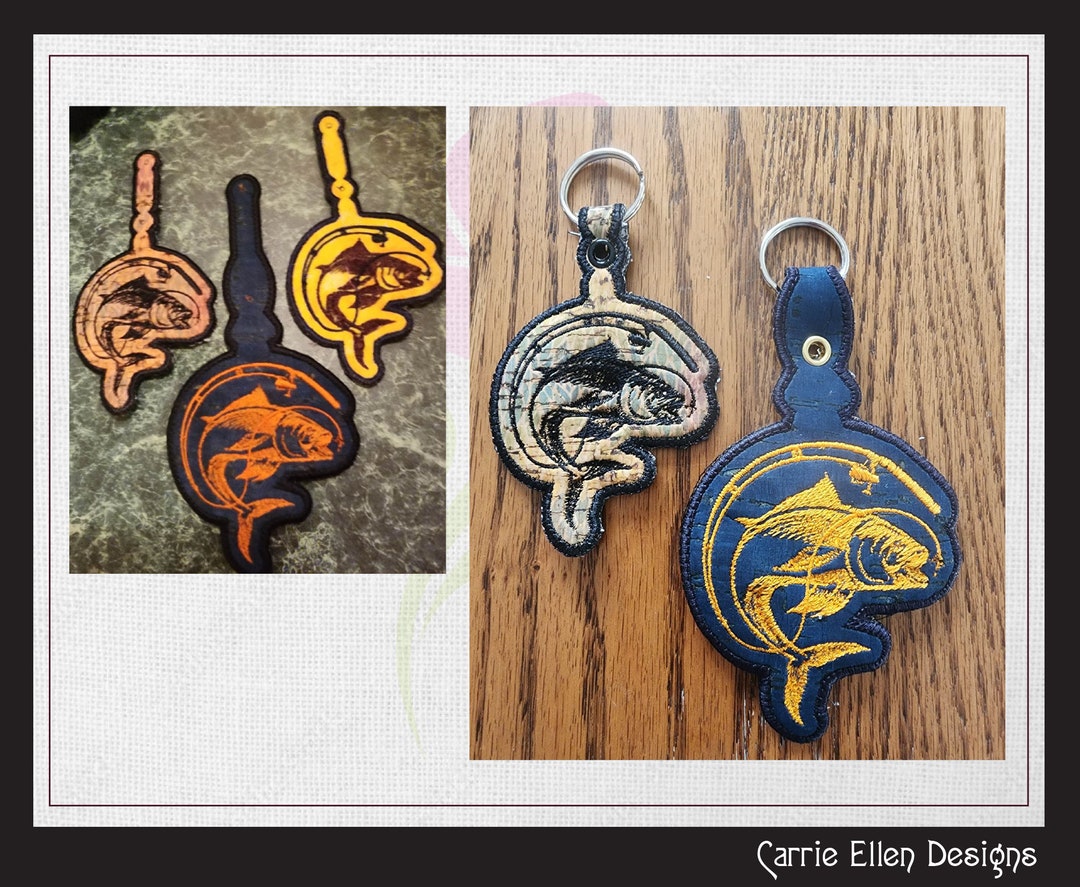 ITH Key Fob Machine Embroidery Design, Bass Fishing Key Tag, Machine ...
