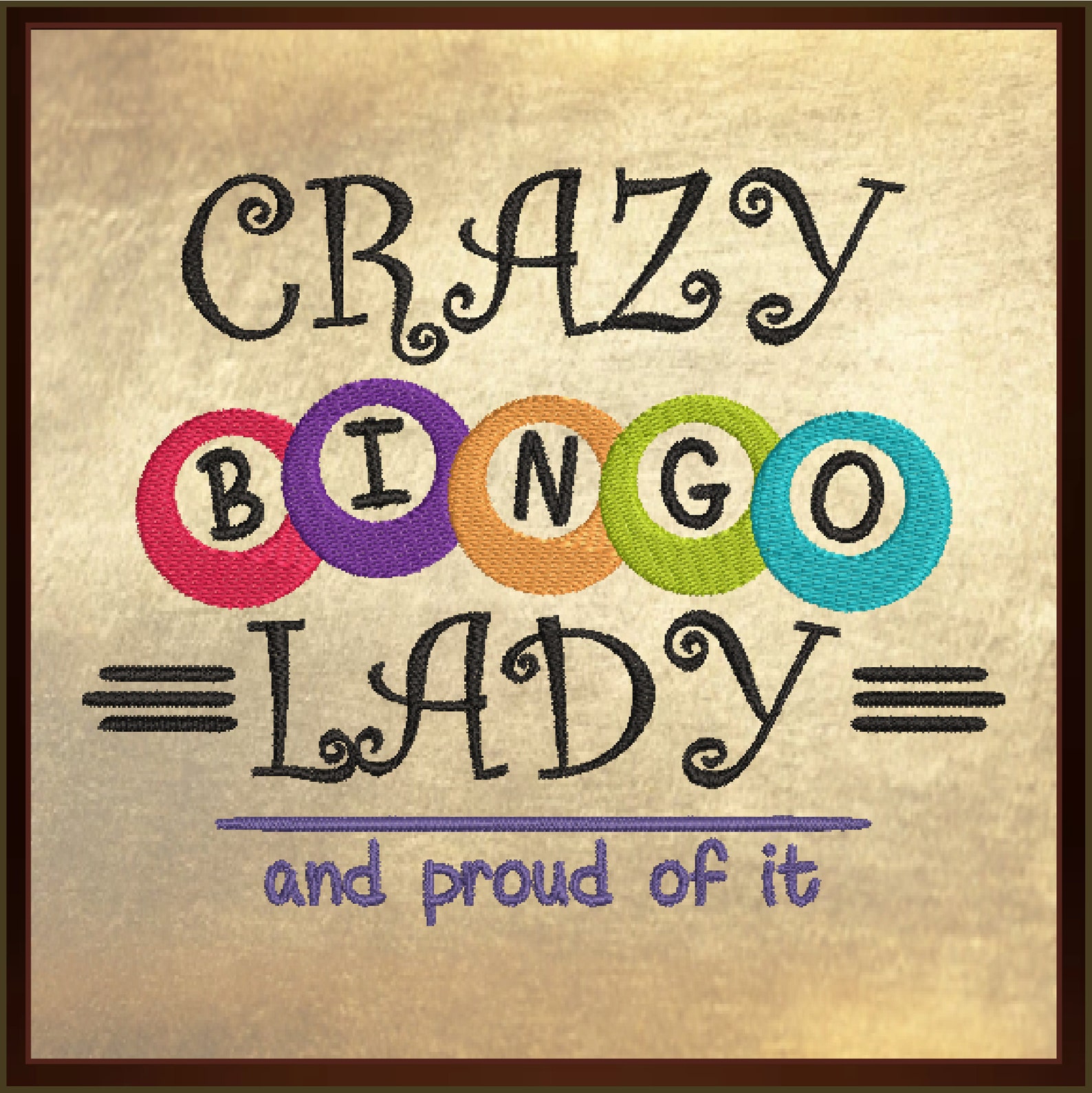 Crazy Bingo Lady Machine Embroidery Design. Proud Bingo Lady - Etsy