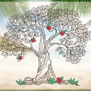 Apple Tree Machine Embroidery Design, Fruit Tree Embroidery Sketch ...