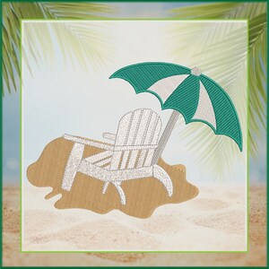 Beach Scene Machine Embroidery Design, Summer Embroidery Design, Beach ...