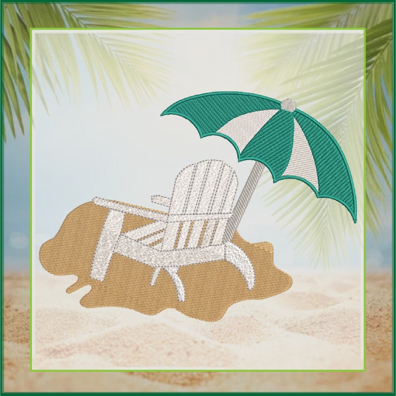 Beach Scene Machine Embroidery Design, Summer Embroidery Design, Beach ...