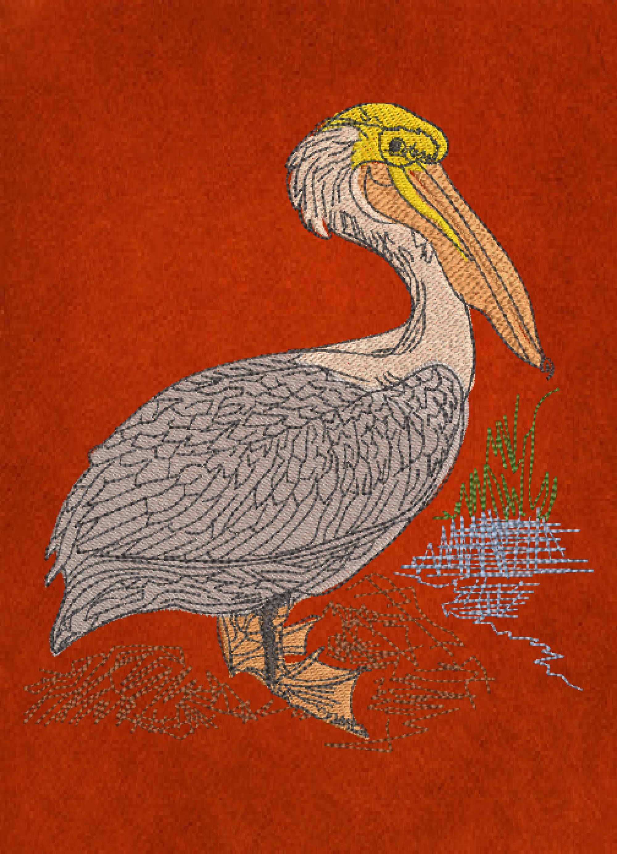 Pelican Machine Embroidery Design Custom Embroidery Pattern | Etsy