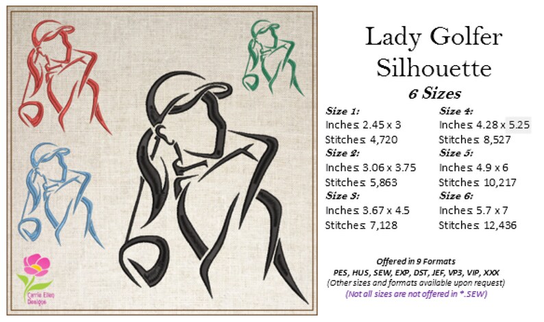 Lady Golfer Silhouette Machine Embroidery Design Golf Sport - Etsy
