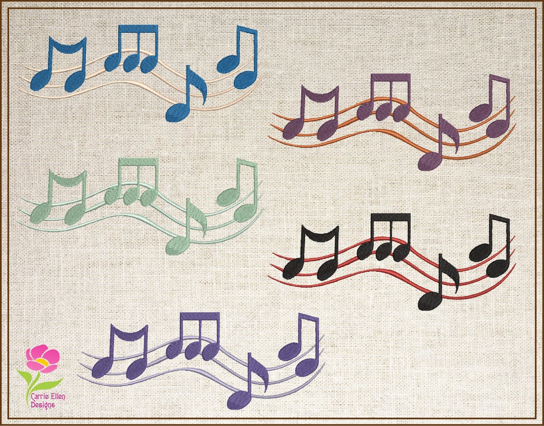 Music Note Embroidery, Musical Chord Machine Embroidery Design, Music ...