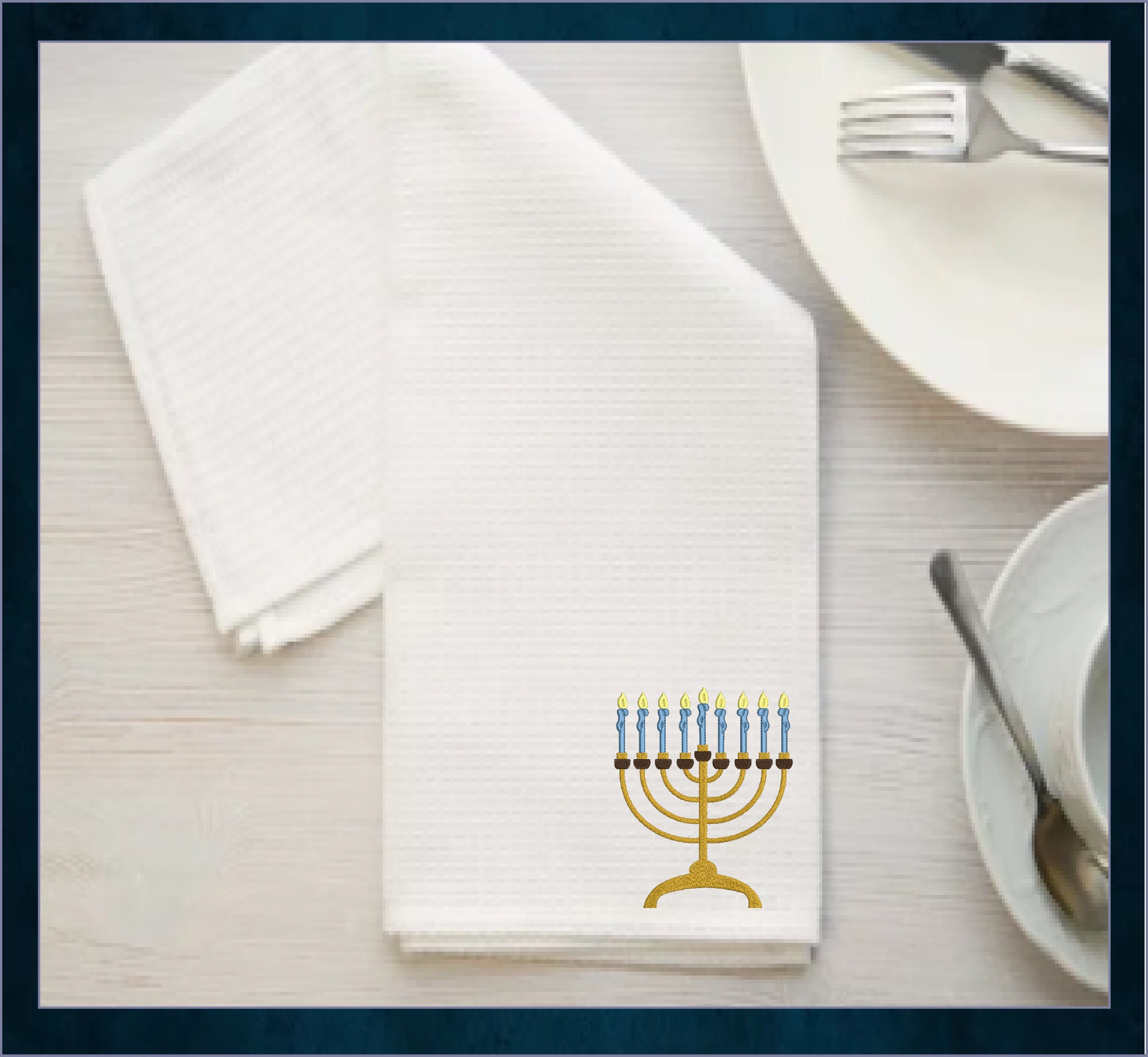 Menorah Machine Embroidery Design, Golden Menorah With Hanukkah Candles ...