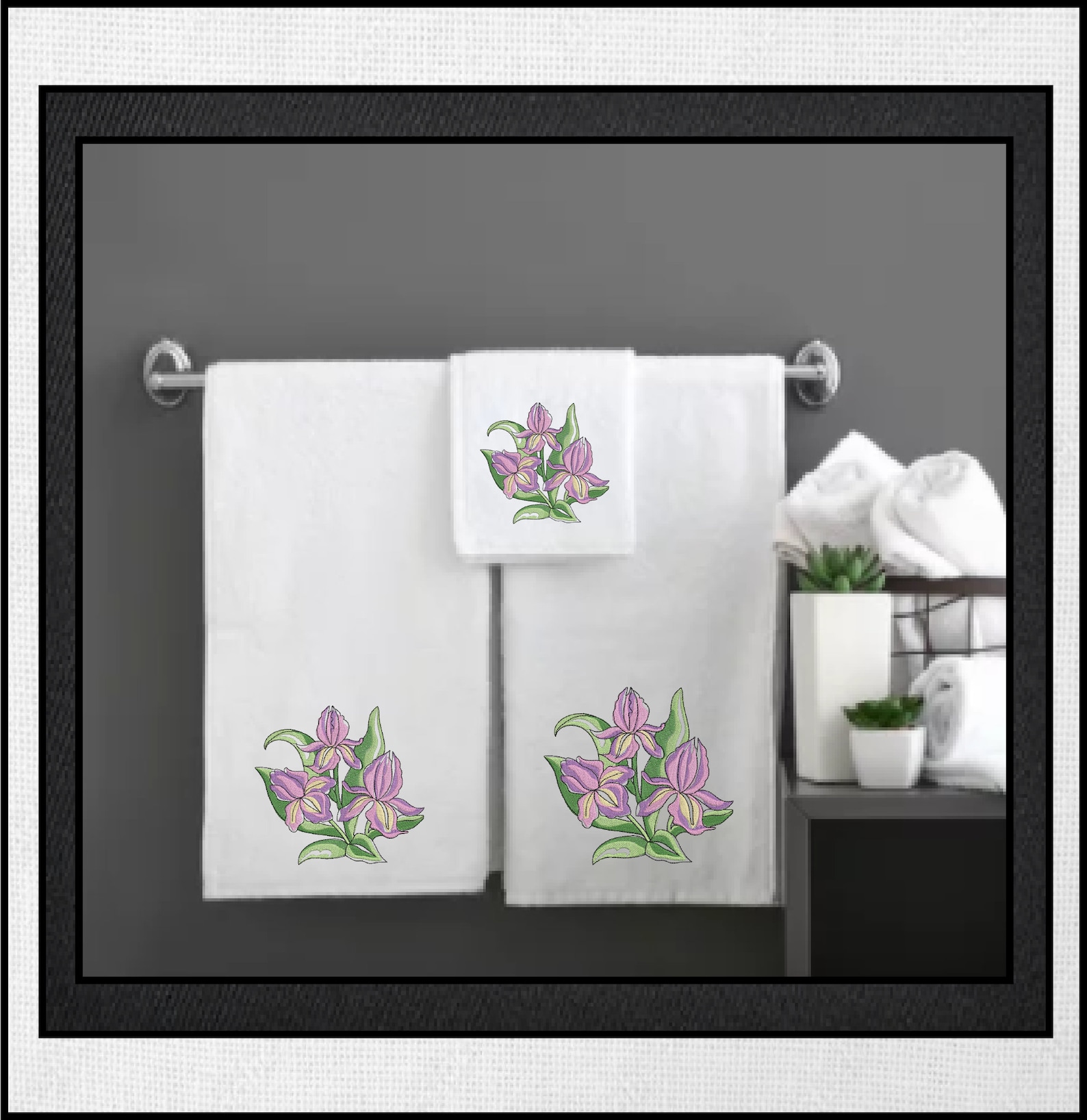 Iris Machine Embroidery Design, Iris Flower Design, Lilac and Purple ...