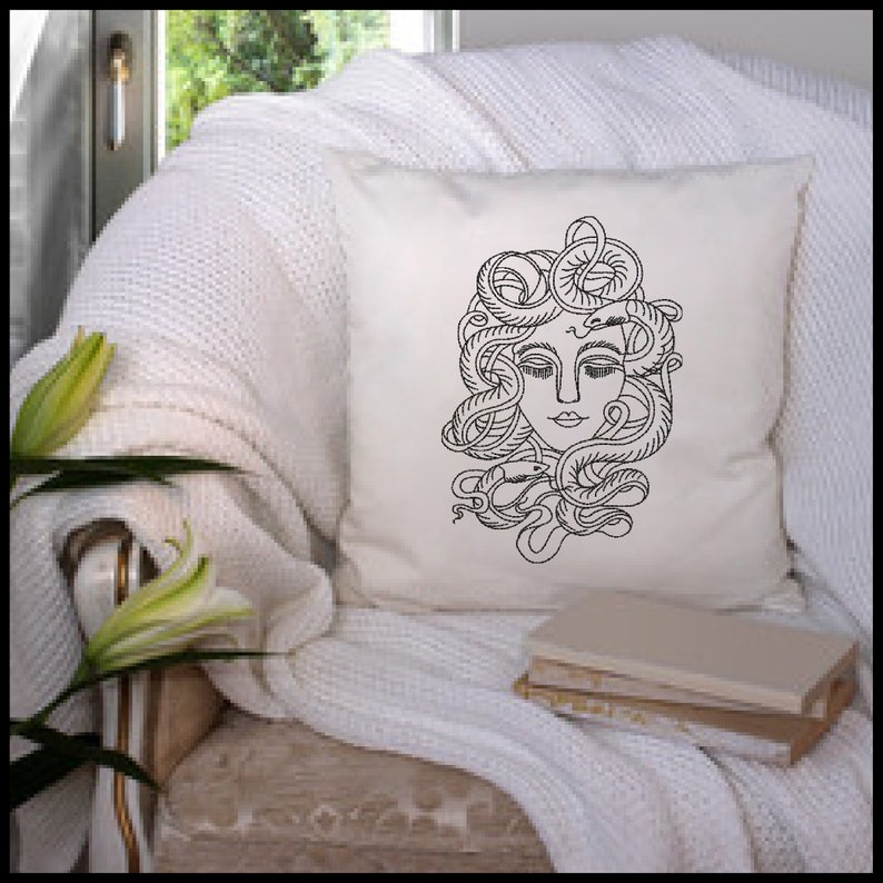 Medusa Head Machine Embroidery Design, Line Art Greek Mythology Medusa ...
