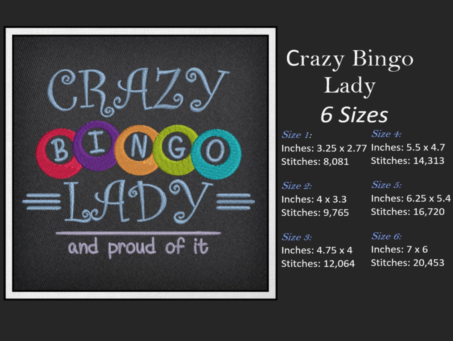 Crazy Bingo Lady Machine Embroidery Design. Proud Bingo Lady Embroidery ...