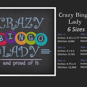Crazy Bingo Lady Machine Embroidery Design. Proud Bingo Lady Embroidery ...