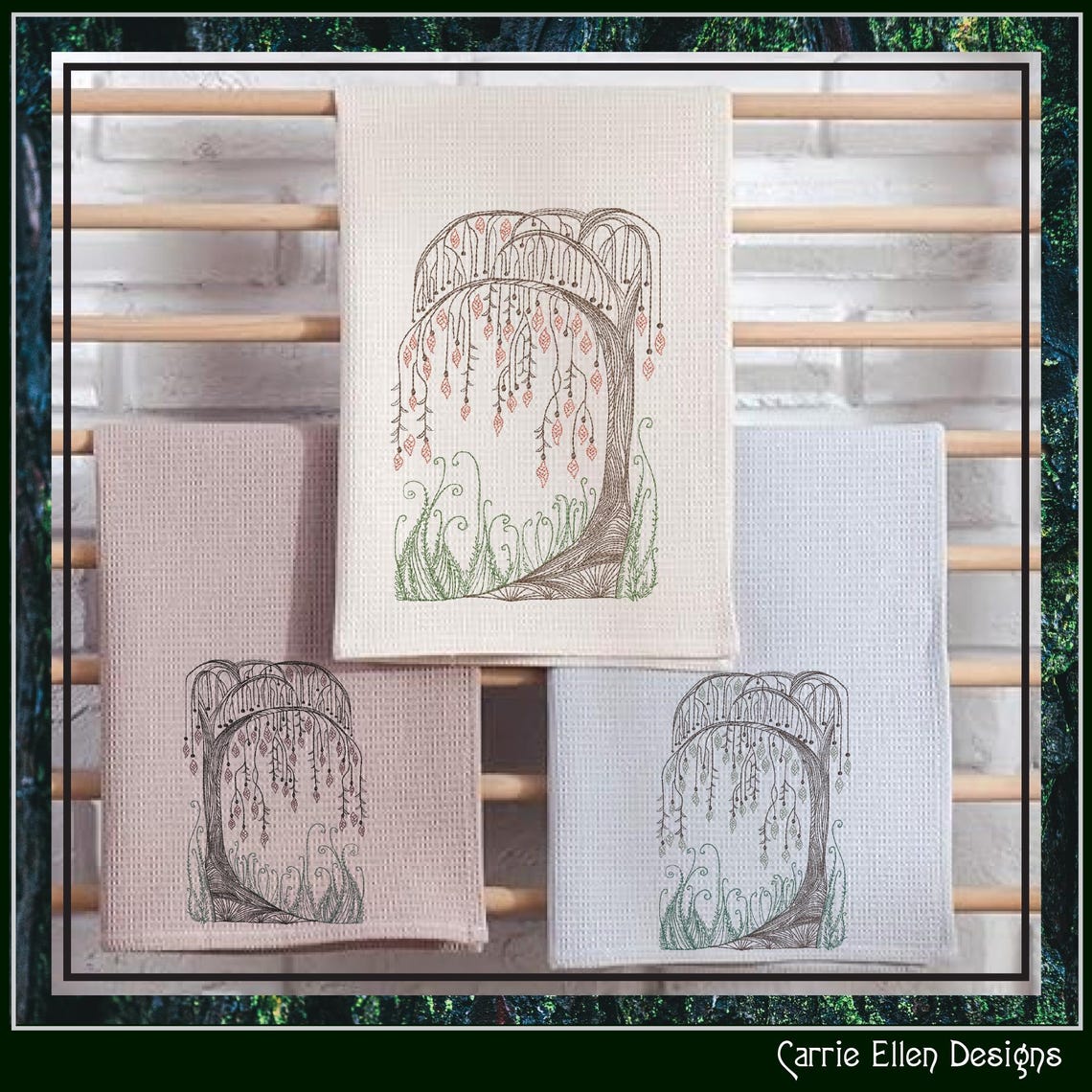 Artistic Willow Tree Machine Embroidery Design, Line Art Sketch Tree ...