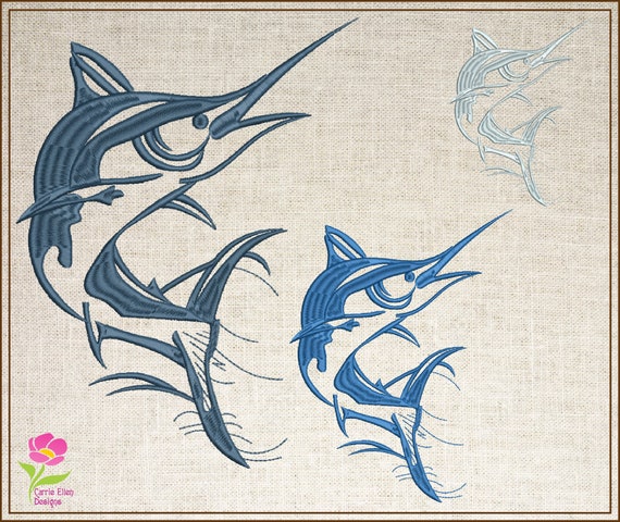 Pacific Blue Marlin Machine Embroidery Design North Atlantic - Etsy