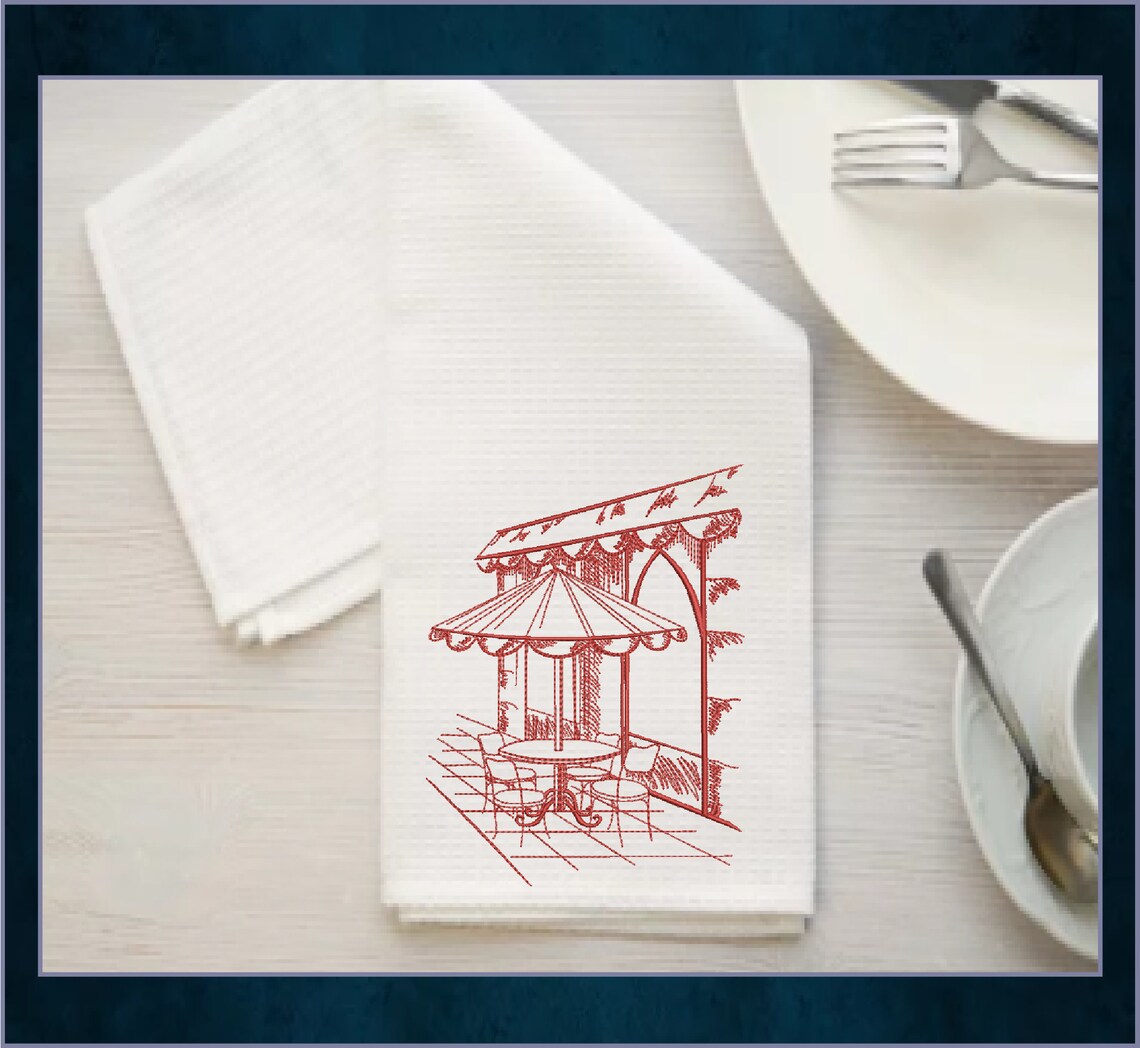 Street Café Scene Machine Embroidery Design French Bistro - Etsy