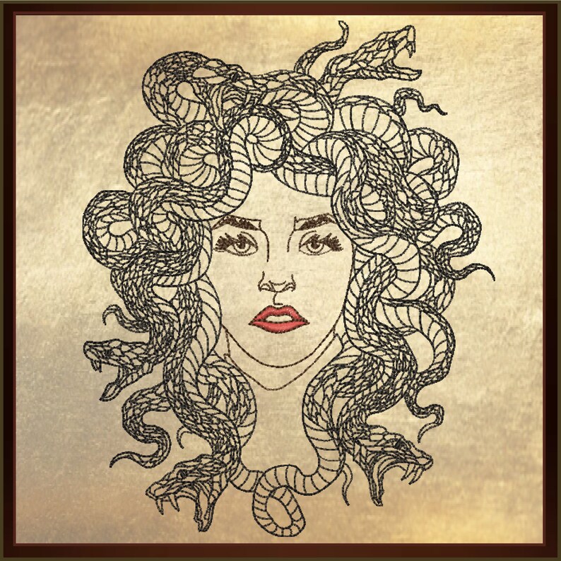 Medusa Snake Head Machine Embroidery Design Line Art Greek - Etsy
